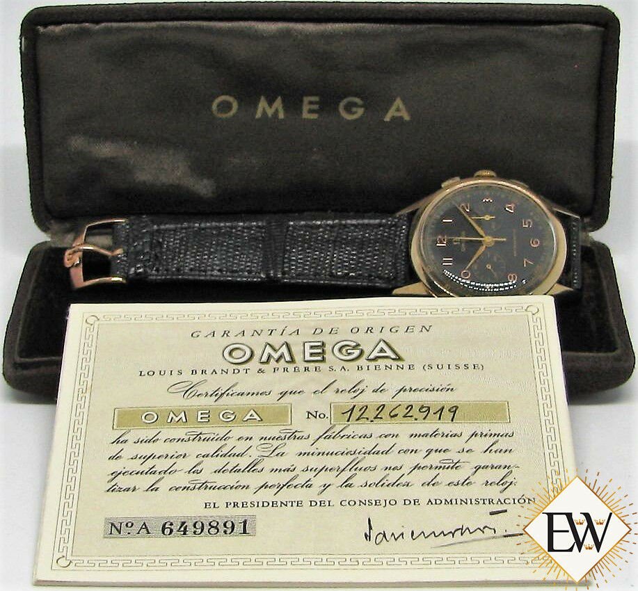 Serviced Vintage OMEGA 2872 OT 18K GOLD CHRONOGRAPH 320 Pre 321 Box ...
