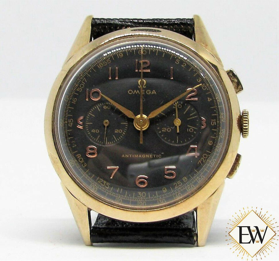 Serviced Vintage OMEGA 2872 OT 18K GOLD CHRONOGRAPH 320 Pre 321 Box ...