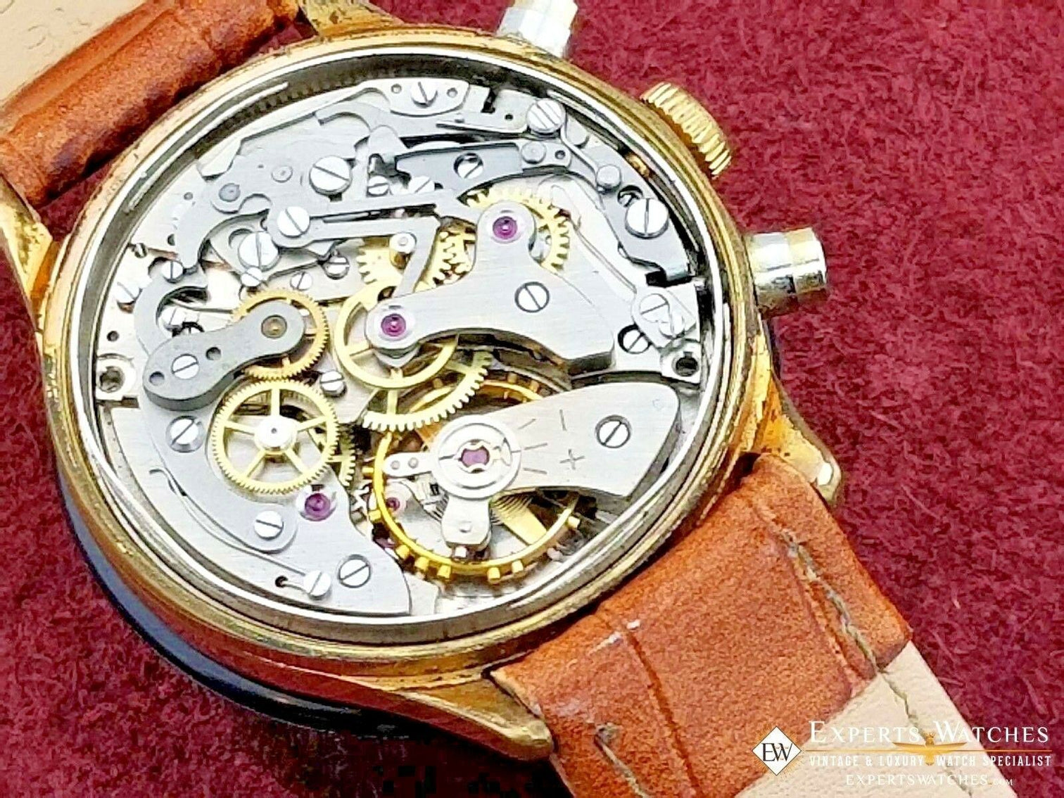 Vintage DUX Chronograph Landeron 189 Gold Color Watch Military Roulett ...