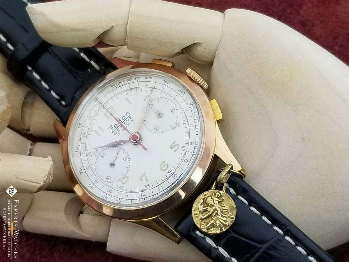 Vintage Zedon Geneve Chronograph Landeron 148 Gold Plated Watch Milita ...