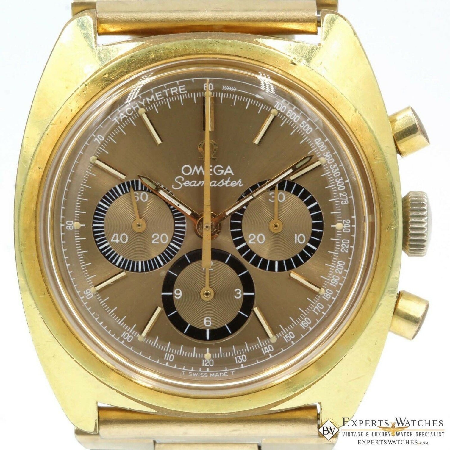 Serviced Vintage Omega SeaMaster 145.029 Gold Top Chronograph 1970 Cal ...
