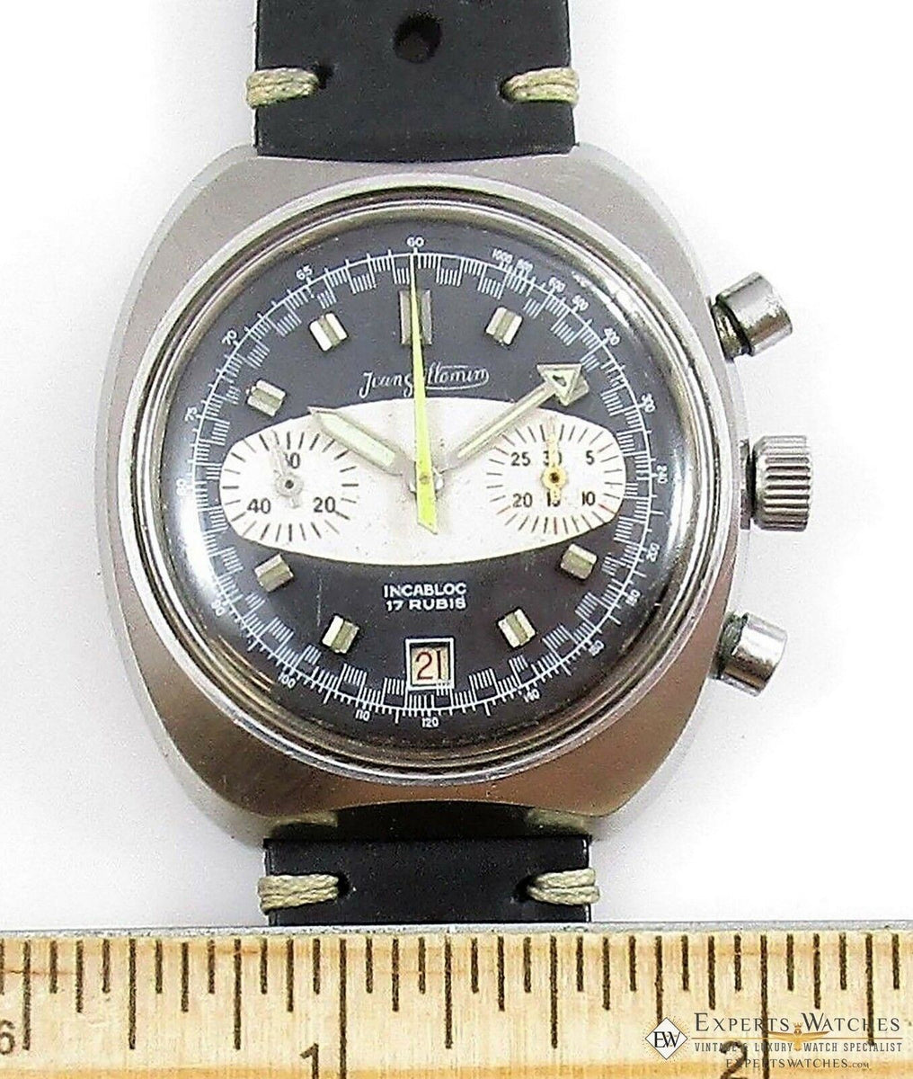Serviced Vintage Jean Guillemin Chronograph Surfboard Watch Valjoux 77 ...