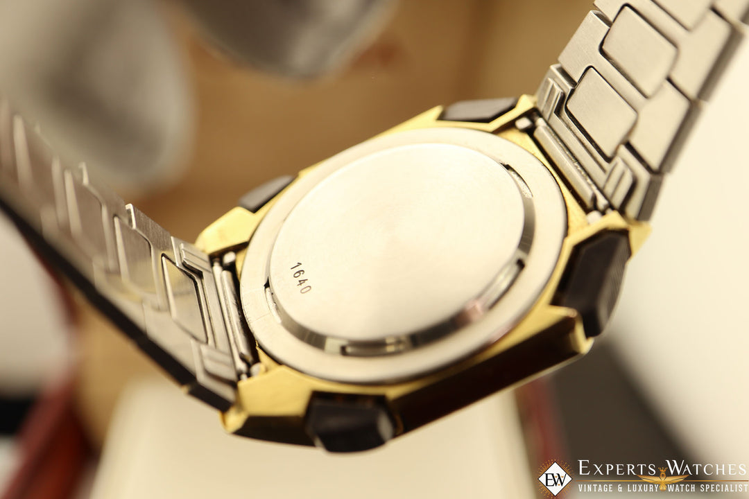 1984 Omega SeaMaster Chronograph SensorQuartz Box Papers Gold Digital ...