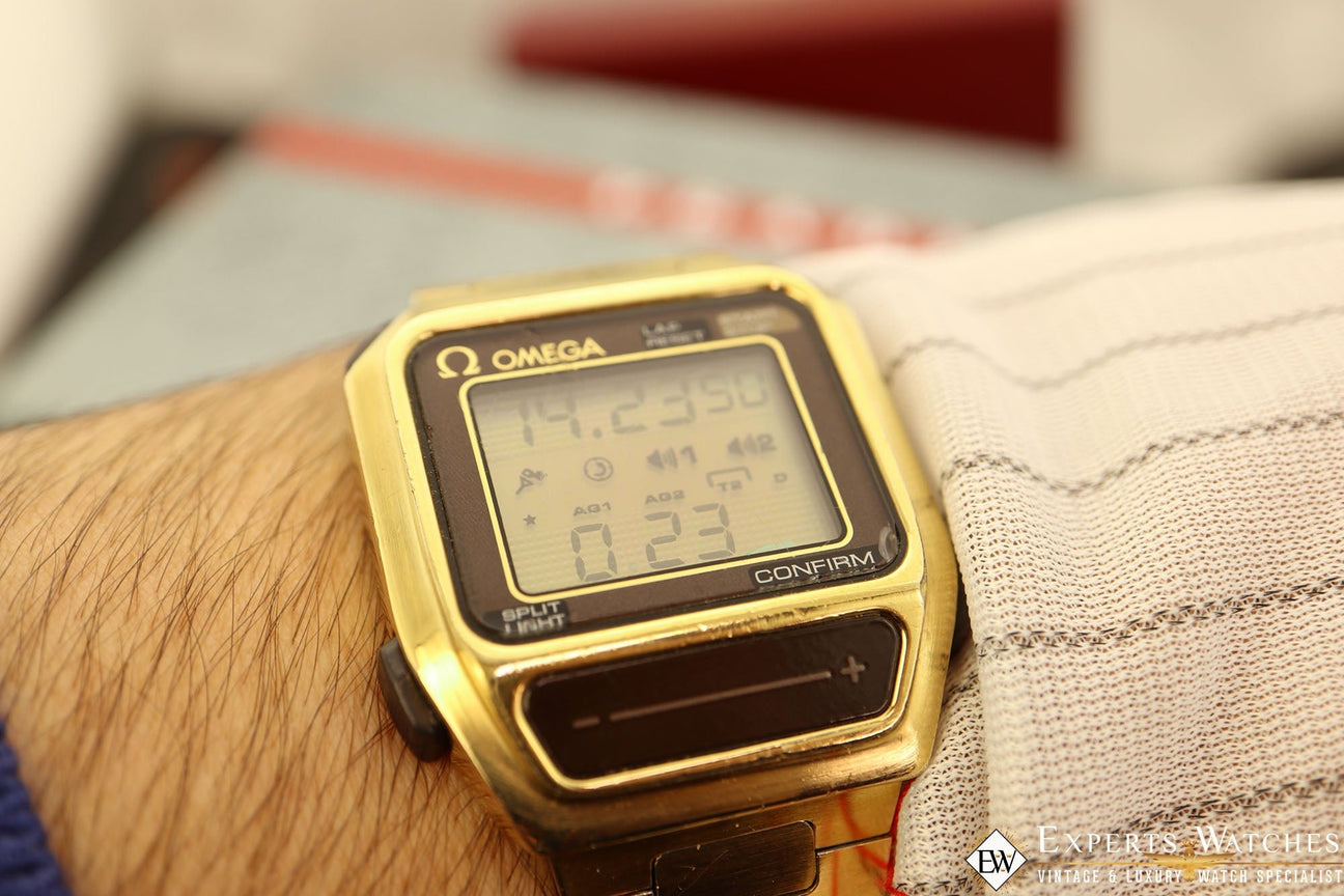 1984 Omega SeaMaster Chronograph SensorQuartz Box Papers Gold Digital ...