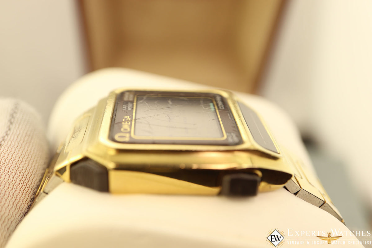 1984 Omega SeaMaster Chronograph SensorQuartz Box Papers Gold Digital ...