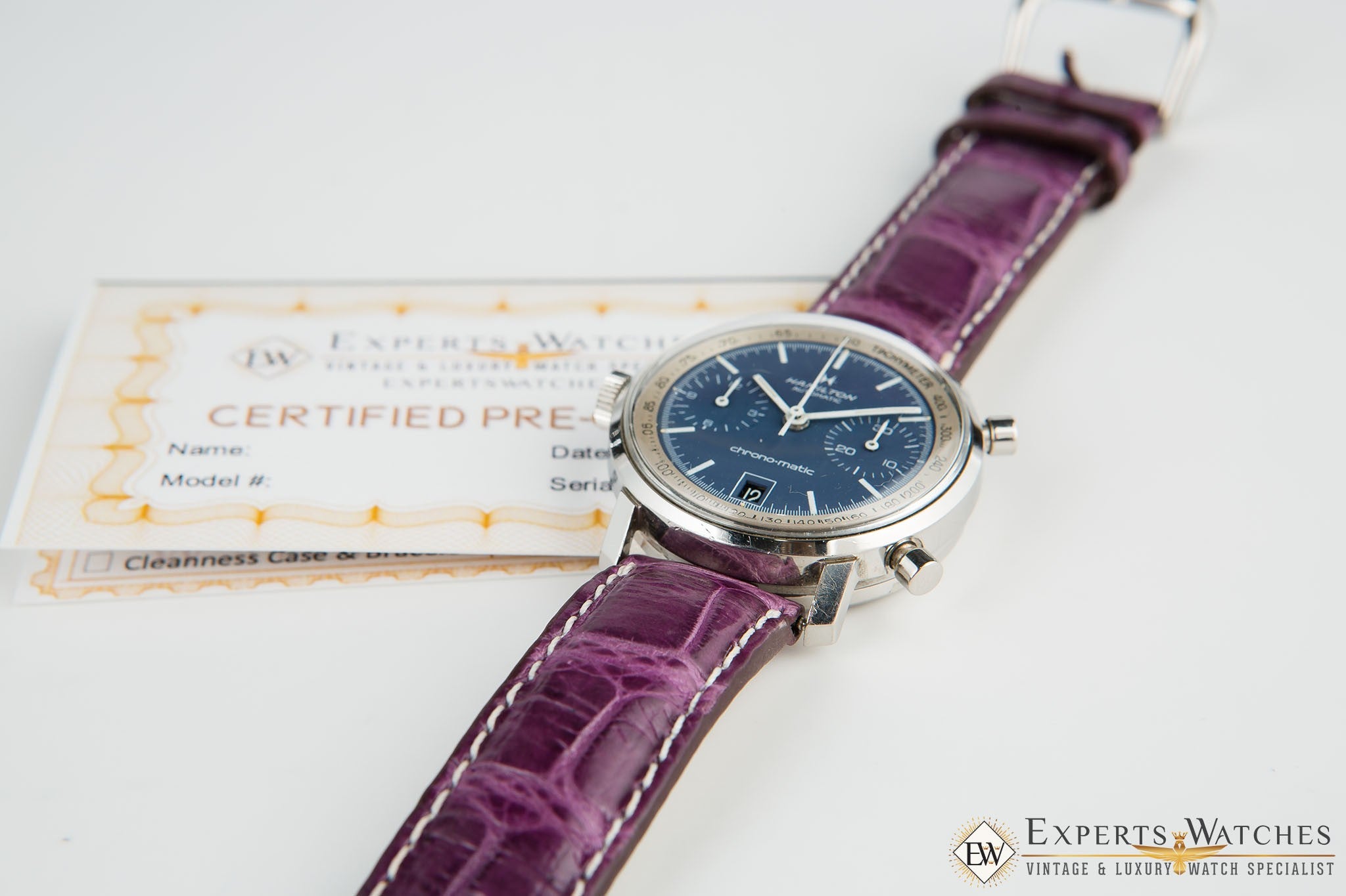 Serviced Vintage 1970's Hamilton Chrono-Matic Chronograph Date Blue Ca ...