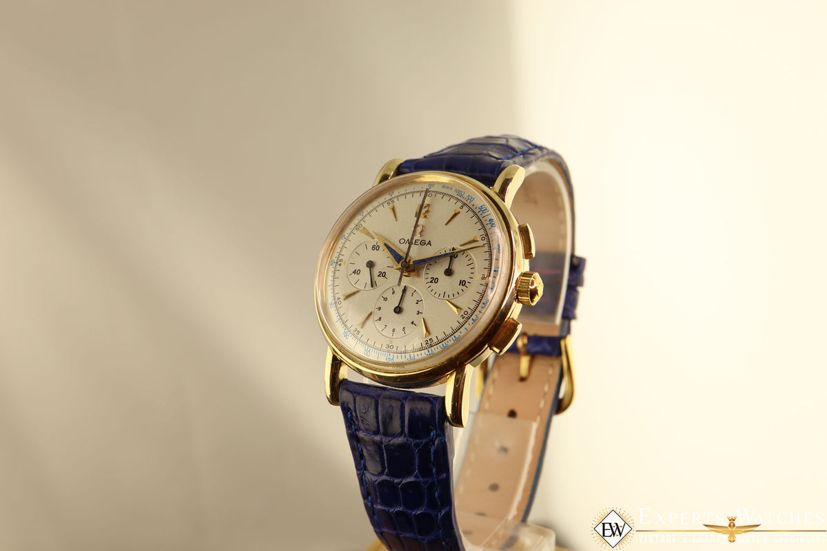 Vintage Rare Omega 2439 Chronograph 14K Gold 1949/50 Cal 321 Box Pre S ...