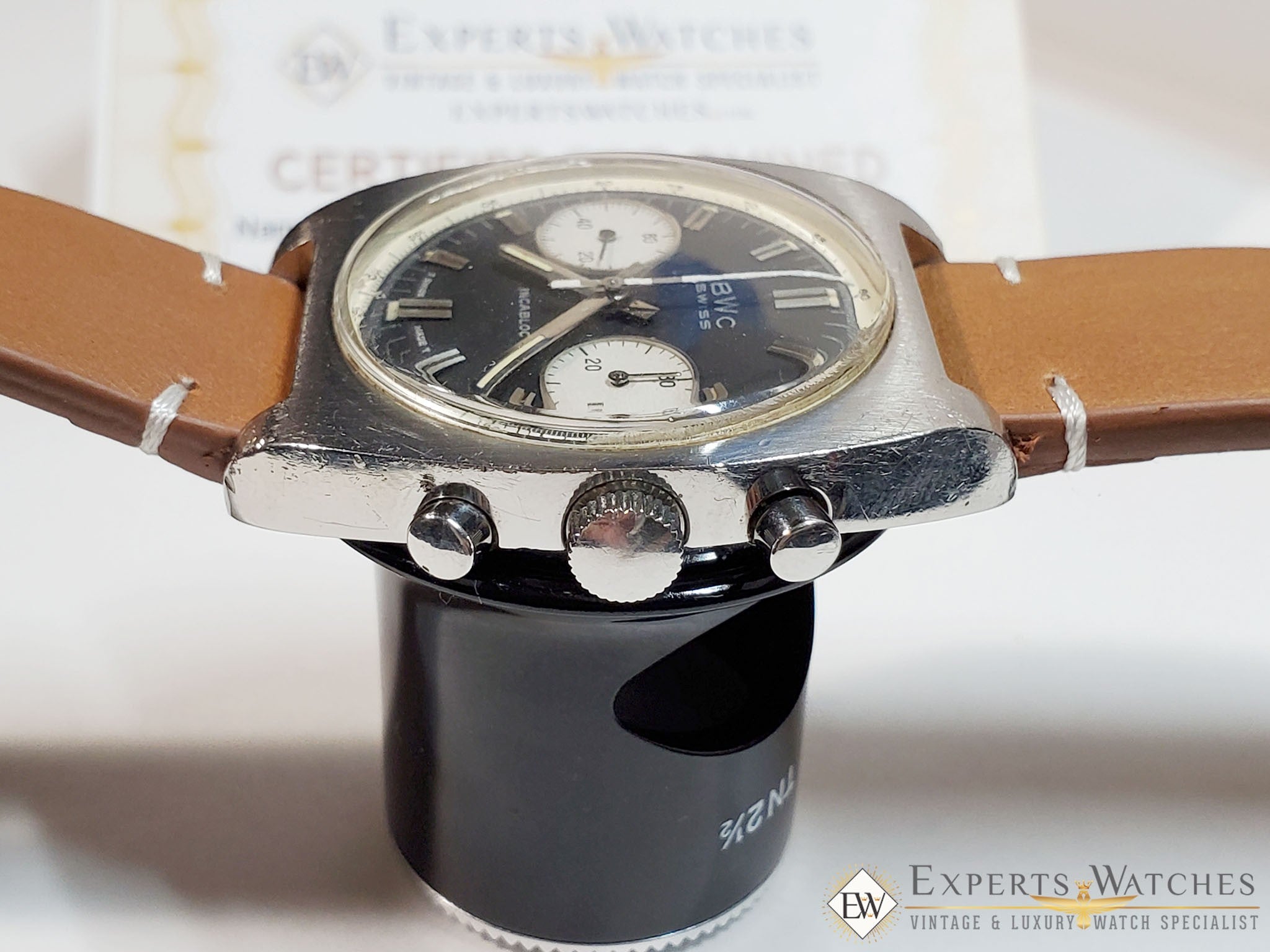Serviced Vintage 1970's BWC Military Chronograph 7733 Watch Panda ...