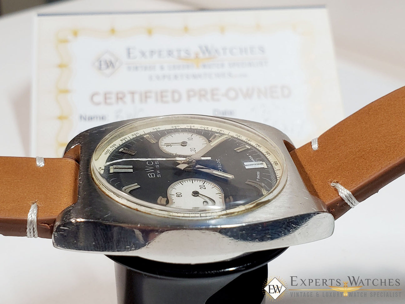 Serviced Vintage 1970's BWC Military Chronograph 7733 Watch Panda ...