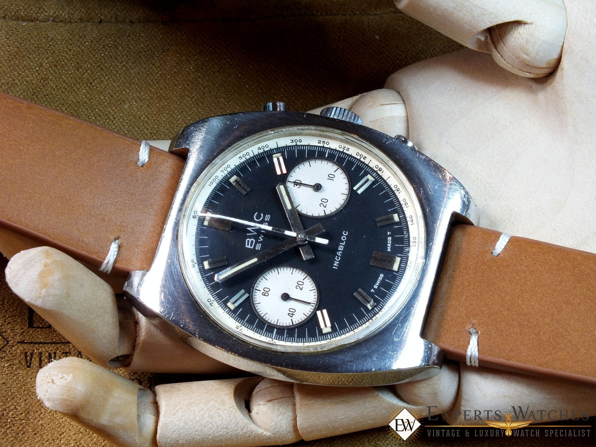 Serviced Vintage 1970's BWC Military Chronograph 7733 Watch Panda ...