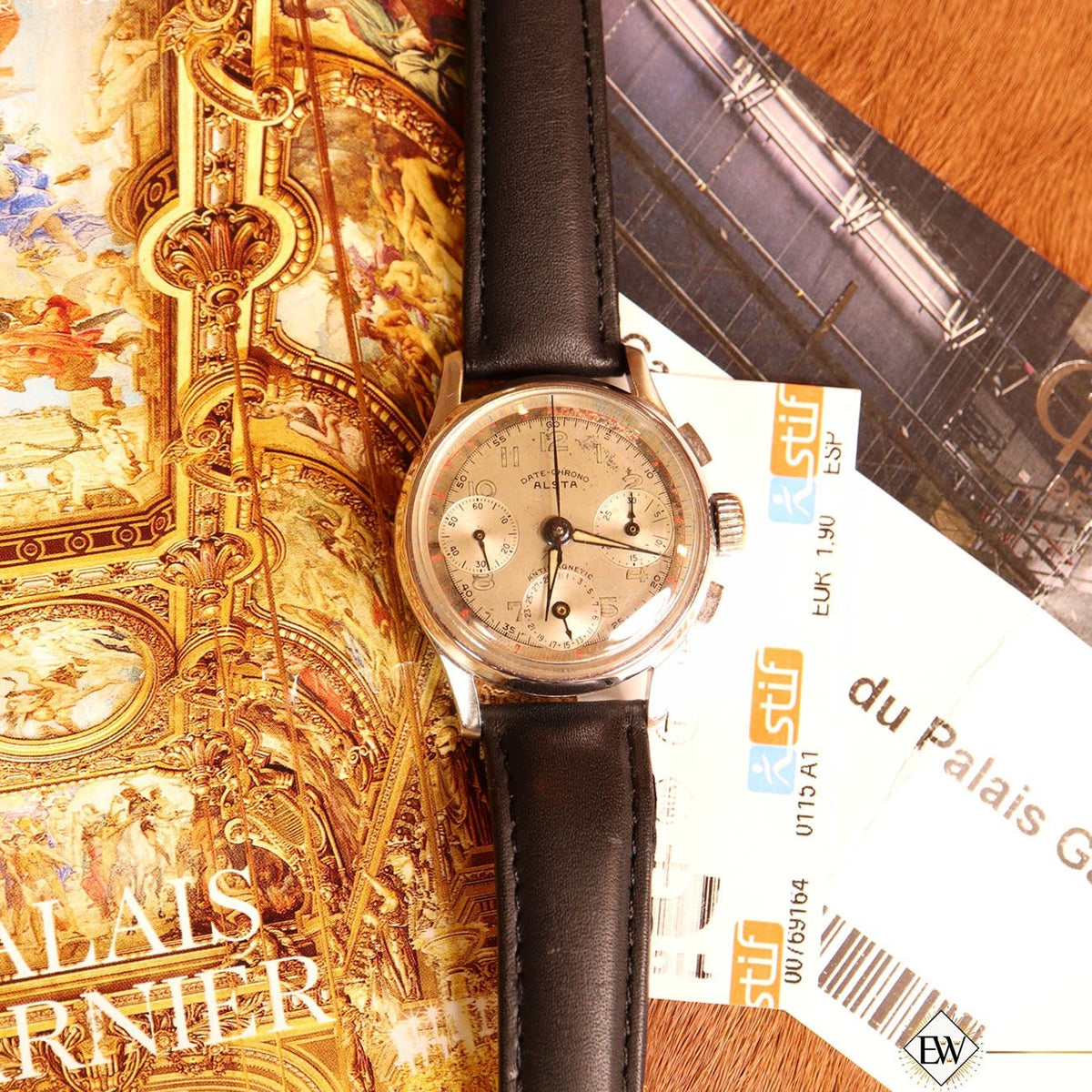 1950's Vintage Alsta Date-Chrono Watch Chronograph Landeron 159 ...