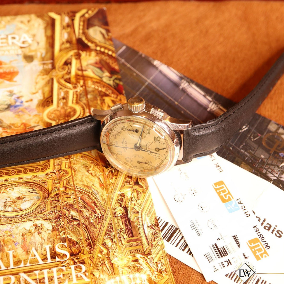 1950's Vintage Alsta Date-Chrono Watch Chronograph Landeron 159 ...