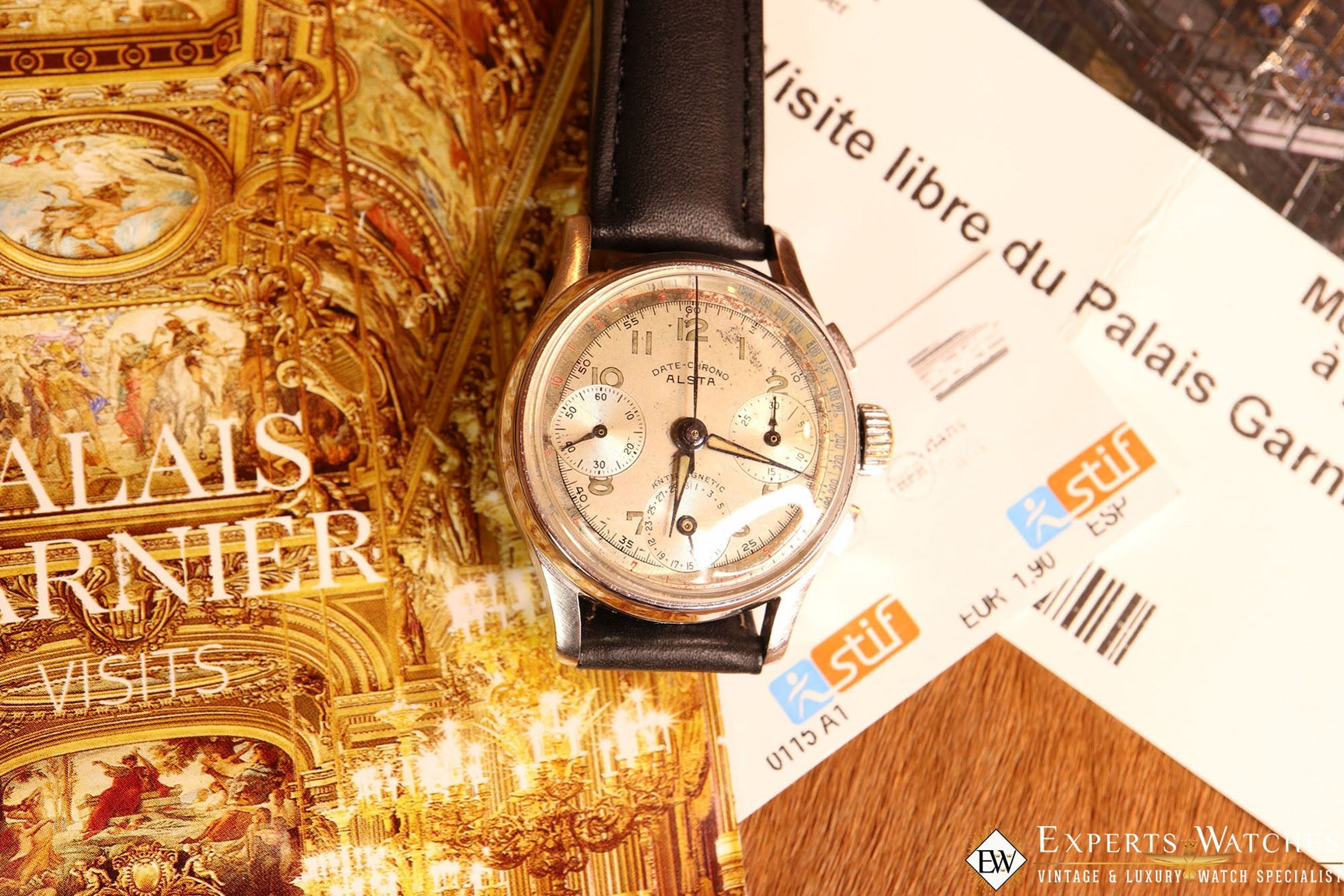 1950's Vintage Alsta Date-Chrono Watch Chronograph Landeron 159 ...