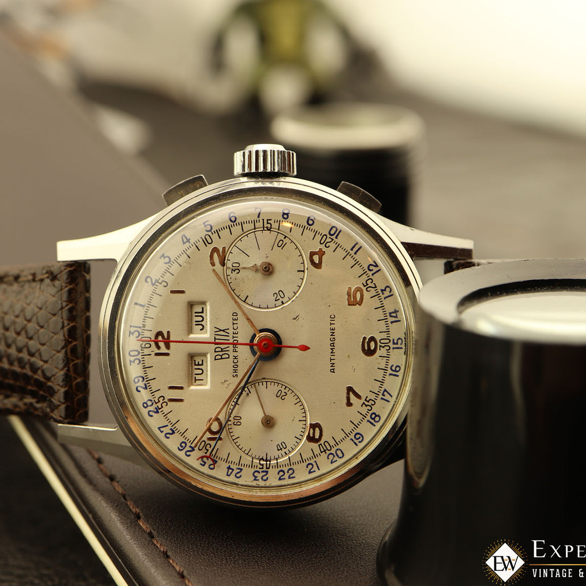 1950s Serviced Vintage Britix Valjoux 72C Triple Date Calendar Chronog ...