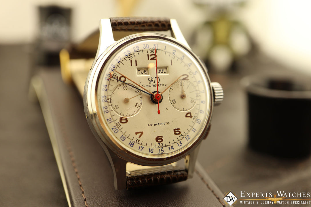 1950s Serviced Vintage Britix Valjoux 72C Triple Date Calendar Chronog ...