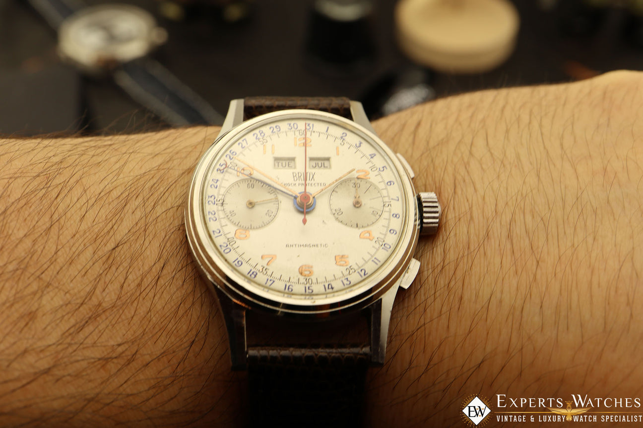 1950s Serviced Vintage Britix Valjoux 72C Triple Date Calendar Chronog ...