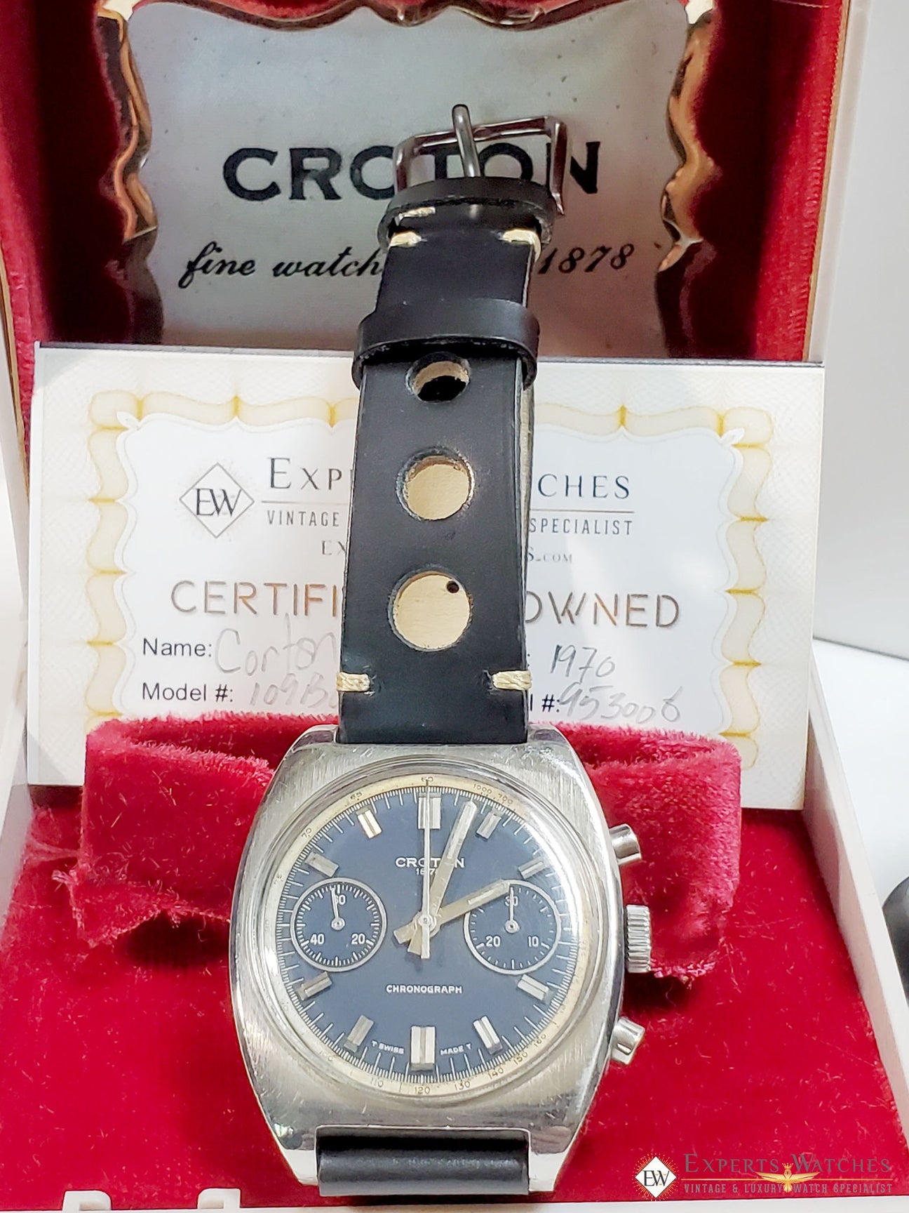 Serviced Vintage Croton 1878 chronograph Valjoux 7733 Panda Dial Box ...