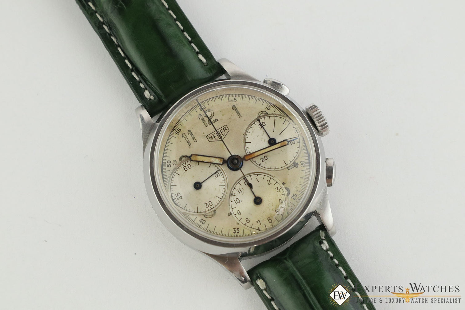 Serviced 1940's Vintage Heuer 345 Big Eye Chronograph Valjoux 71 Pre-C ...