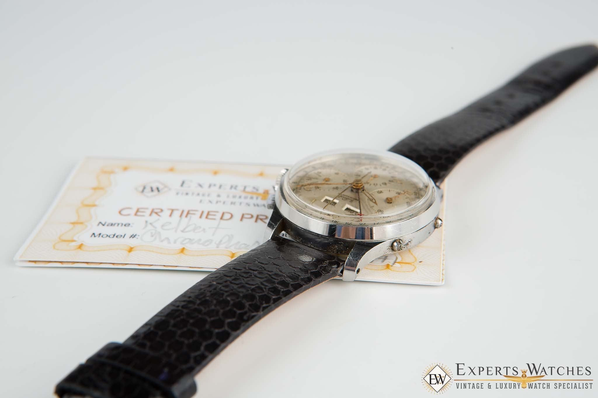 1950 Vintage Kelbert Valjoux 72C Triple Date Calendar Chronograph Serv ...