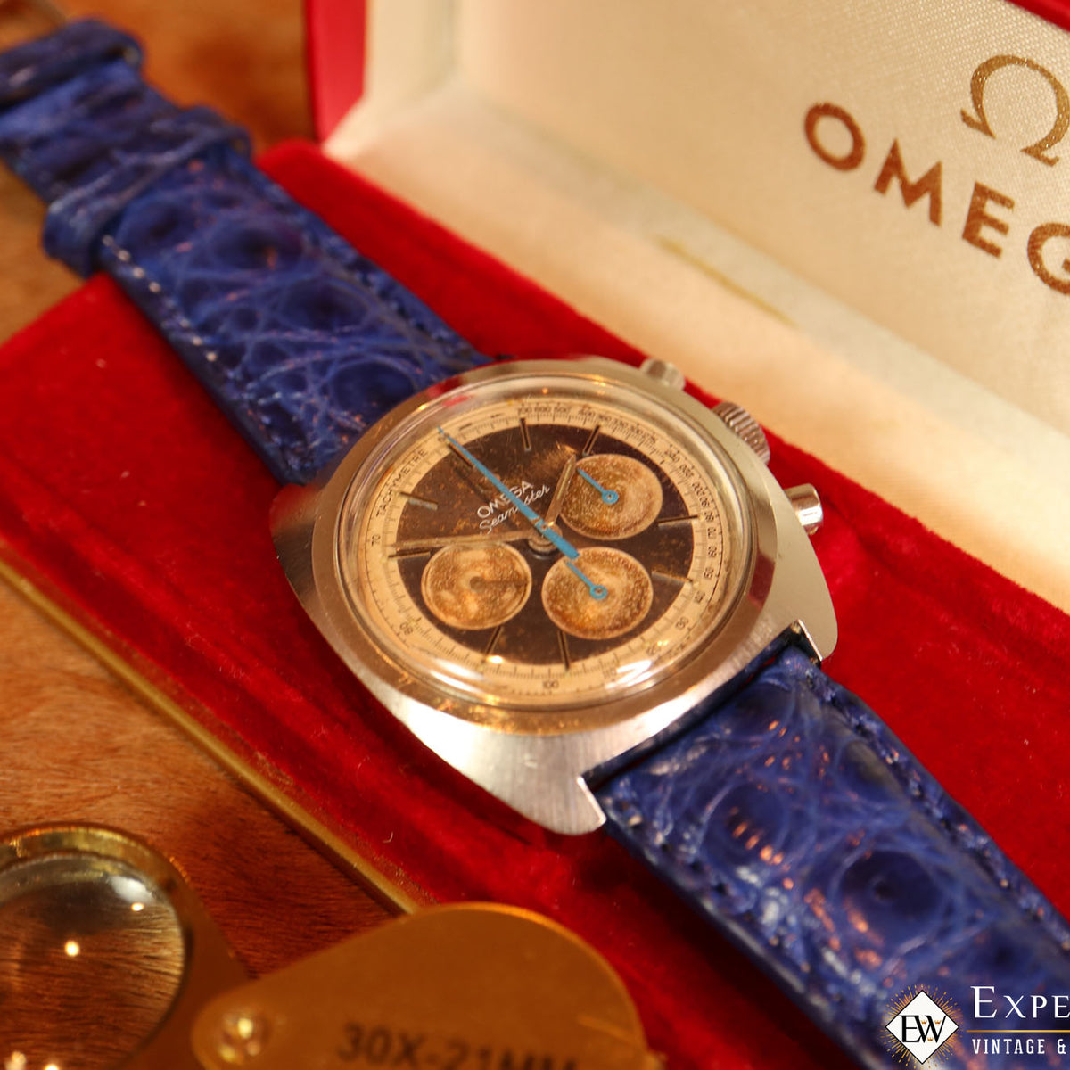 Serviced Vintage Omega SeaMaster 145.029 Blue Chronograph 1970 Cal 861 ...