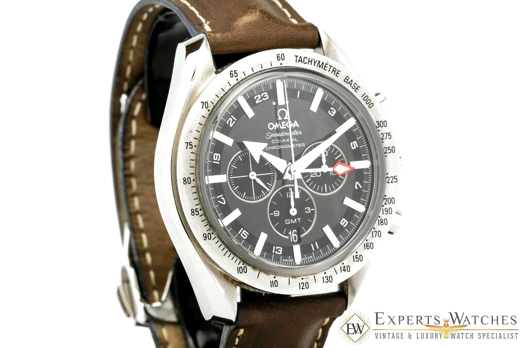 Omega Speedmaster Broad Arrow GMT Automatic CO-Axial Chronograph Watch ...