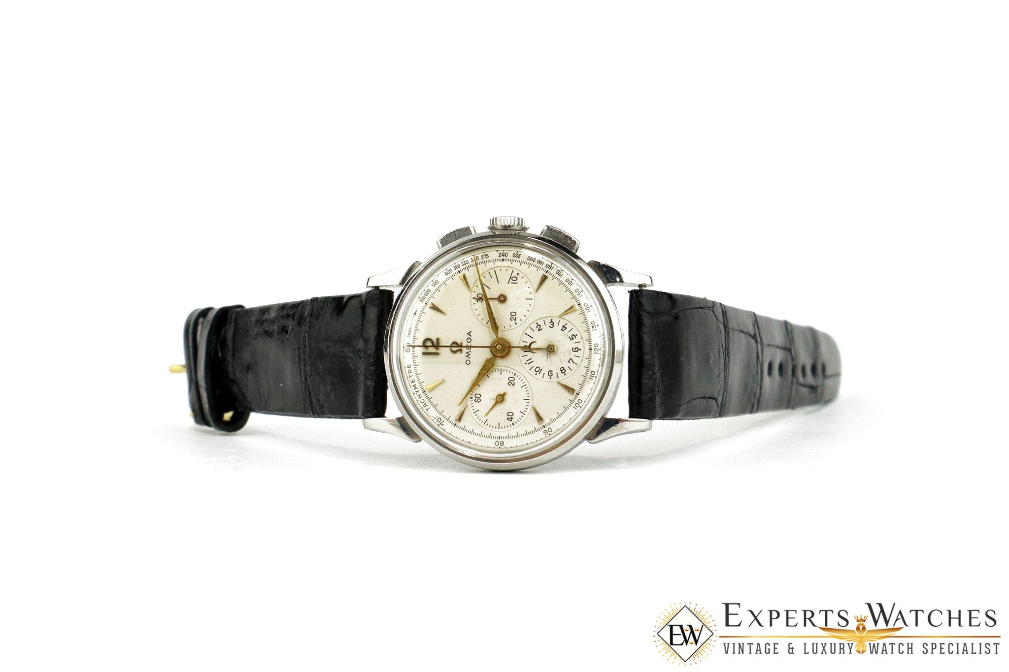 Serviced 1940's Omega 2277 Chronograph Watch Cal 27 Cal 321 Fancy Lug ...