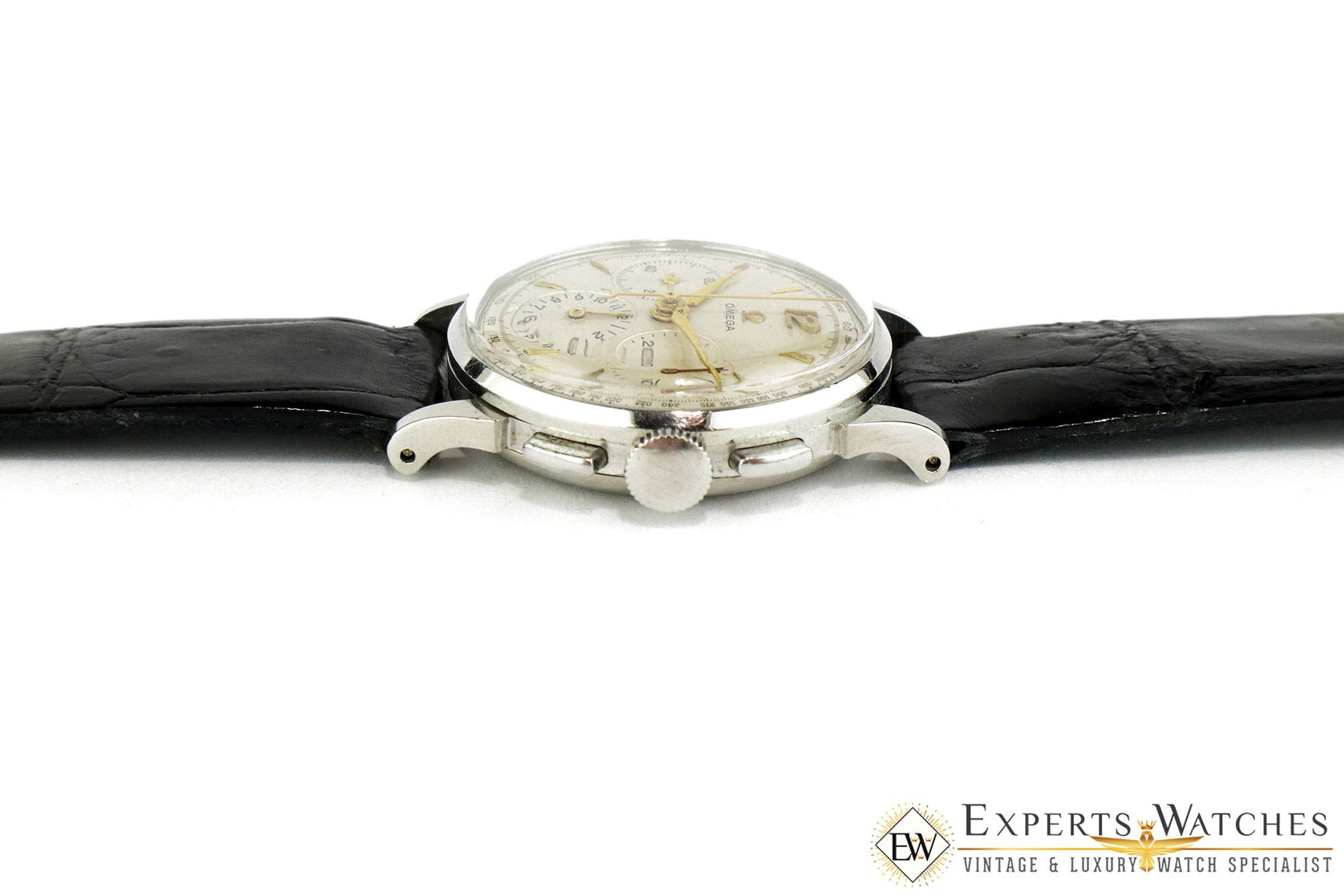Serviced 1940's Omega 2277 Chronograph Watch Cal 27 Cal 321 Fancy Lug ...