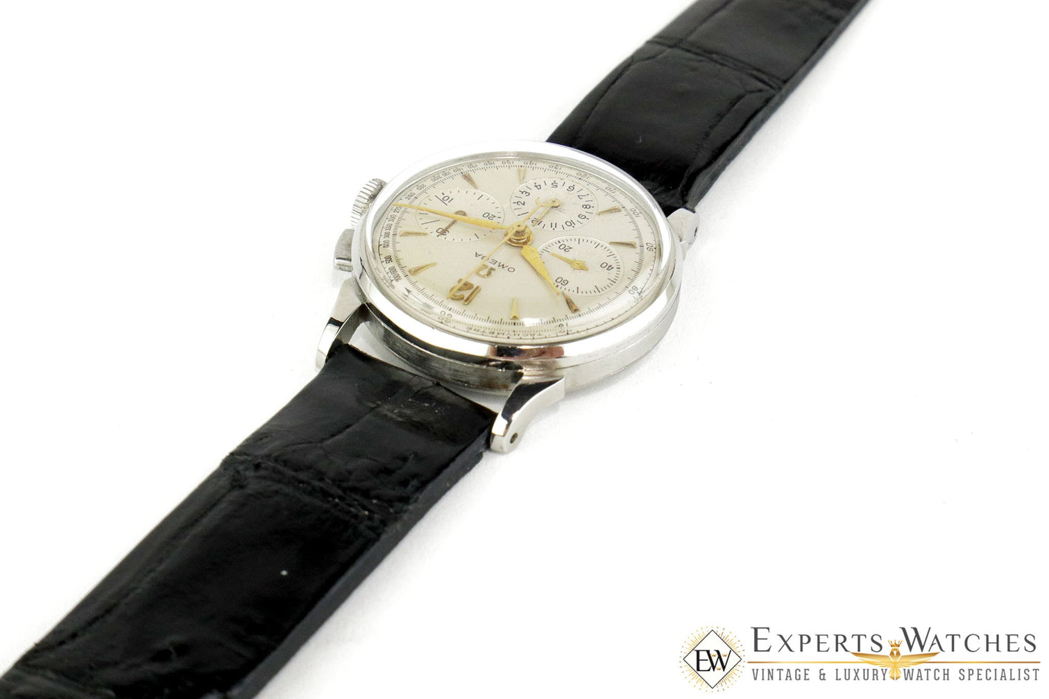 Serviced 1940's Omega 2277 Chronograph Watch Cal 27 Cal 321 Fancy Lug ...